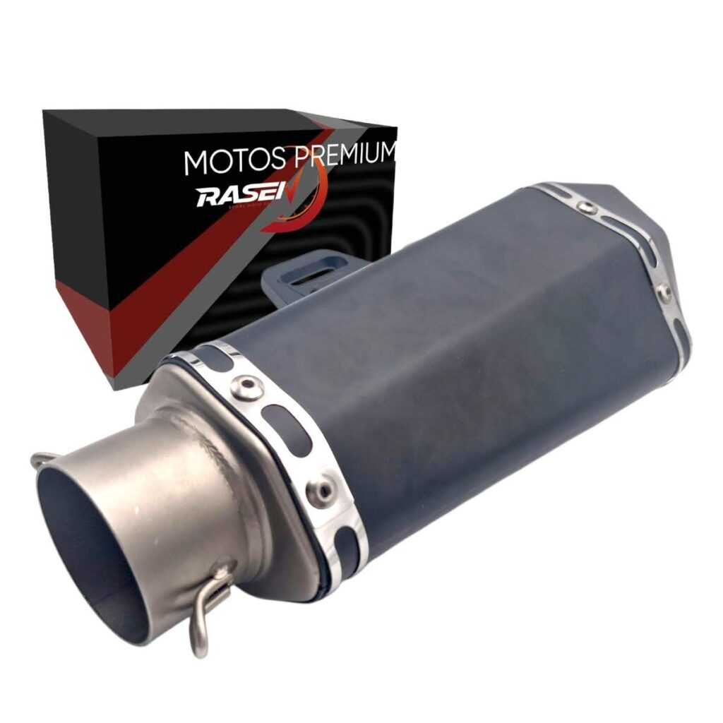 Escape deportivo hexagonal base negro mate Rasen – Motos Premium